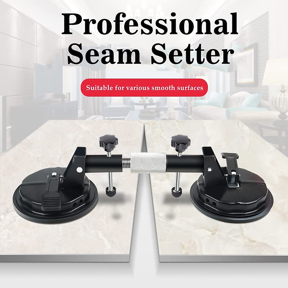 2Pcs Granite Seam Setter, Adjustable Vacuum Suction Cup, Seamless Stone Seam Setter for Seam Joining and Leveling, Professional Countertop Installation Tool for Granite, Stone, Marble, Slab (2Pcs)