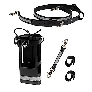Firefighter Reflective Radio Strap and Holder Leather Bundle Set Includes Radio Holster, Strap, Sway Strap, Cord Keepers Fits for Motorola APX 6000/6000XE/8000/8000XE