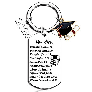Religious Graduation Gifts Ideas for Her Him Class Of 2024 Senior Stuff Christian Spiritual Bible Verse Gifts Inspirational For Women Teen Girl Best Friend Mom Encouragement Keychain Accessories