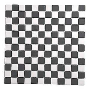 TDPW-UGBW1X1-400 Black Greyish Charcoal & White Checkered Unglazed Porcelain 7/8 Inch Square Mosaic Tile for Bathroom Floors, Walls, Kitchen Backsplash and Pool (Not Peel and Stick) - Box of 5 Sheets