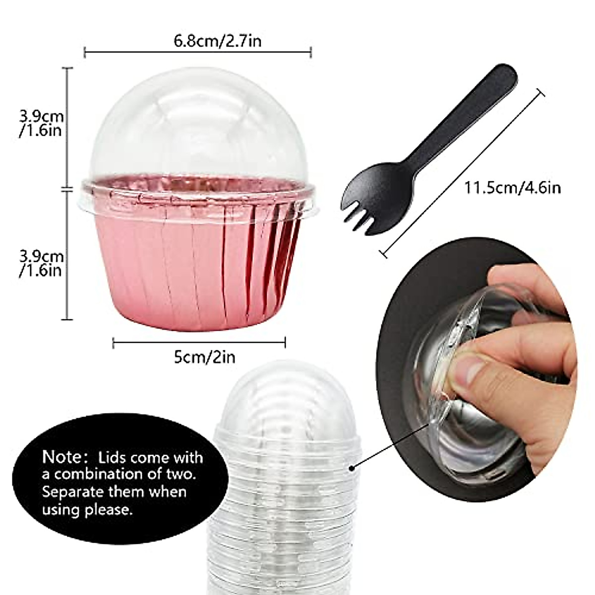 Disposable Baking Cups Cupcake Tin with Lids 150 Pack,Mini Foil Cupcake Liners Baking Pans