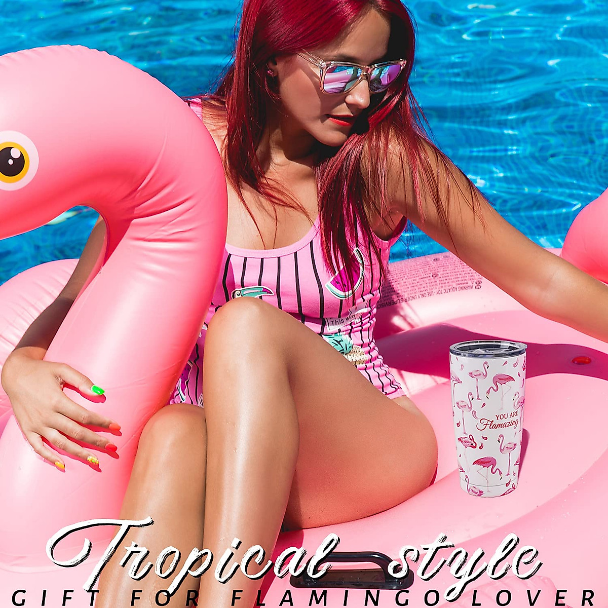 Pink Flamingo Cup, Flamingo Gifts For Women, Insulated Double Wall Stainless Steel 20 Oz Cute Flamingo Mug Coffee Cup Tumbler Water Bottle, Flamingo Stuff Decor, Inspirational Gifts