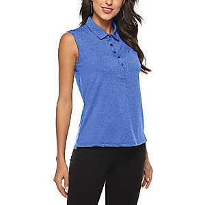 AIRIKE Golf Polo Shirts for Women Sleeveless Summer Sports Athletic Fashionable Workwear-Quick Dry Womens Tank Tops B-Blue