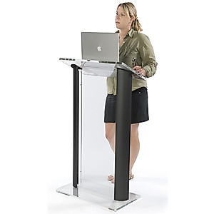 Displays2go Acrylic Podium, Aluminum Sides, Acrylic Front Panel, Black (LECTALACB)
