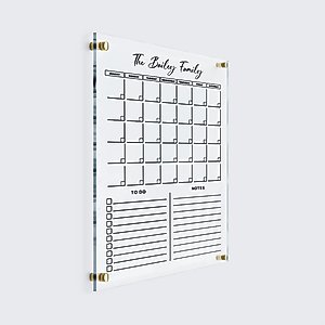 VERTICAL Acrylic Family Planner Wall Calendar - Personalized Dry Erase Board, Dry Erase Calendar, Monthly and Weekly Calendar, Transparent Calendar (14"x18", Standard Package)