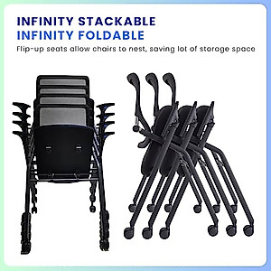 BROBRIYO PRO Stackable & Ergonomic Foldable Conference Room Chairs with Lumbar Support, Armrest - Mesh Bouncing Back for Office Meeting, Conference, Reception and Training Room Chair 1 Pack