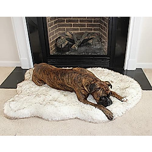 PAW Brands Puprug Faux Fur Memory Foam Orthopedic Dog Bed, Premium Memory Foam Base, Ultra-Soft Faux Fur Cover, Modern and Attractive Design (Large/Extra Large - 50" L X 30" W, White Curve)