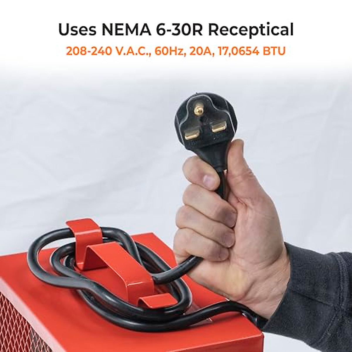 Comfort Zone Electric Fan-Forced Industrial Garage, Workshop Utility Space Heater, Thermostat Control, Heavy Gauge Steel, Carry Handle, Rubber Feet, NEMA 6-30P, & Overheat Protection, 4,800W, CZ290