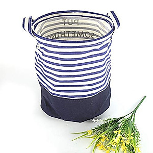 Storage Hamper, Cloth Laundry Hamper, Portable Laundry Hamper, Laundry Basket, for Magazines Home Storage Home Organization Clothes(Blue Stripes)