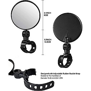 2Pack Universal Bicycle Rearview Mirrors, 360˚Rotatable Bar End Bicycle Mirrors, Wide Angle Convex Bike Bicycle Mirrors for 15-35 mm Handlebar Bikes