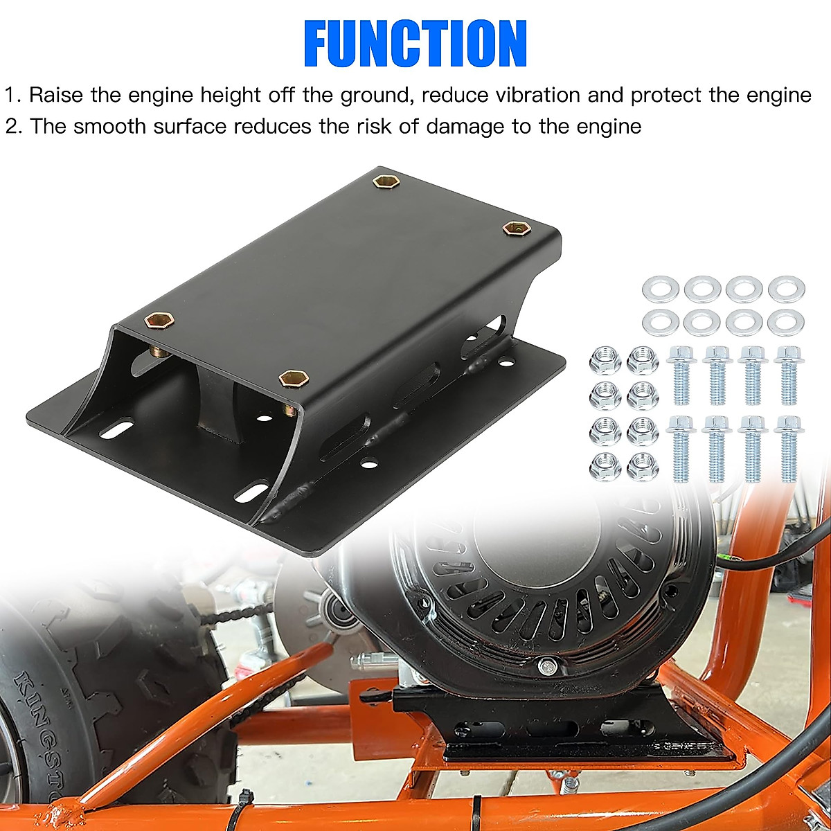 YOXUFA Torque Converter Motor Engine Riser Plate Kit Replacement for Predator 212cc 224cc 196cc 6.5hp Coleman CT200U BT200X Baja Warrior Massimo MB200 GX160 GX200 Engine Mini Bike Go Kart Parts
