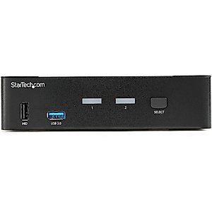 StarTech.com 2 Port DisplayPort KVM Switch - 4K 60Hz - Single Display - Dual Port UHD DP 1.2 USB KVM Switch with Integrated USB 3.0 Hub & Audio-Dell HP Apple Lenovo-TAA Compliant (SV231DPU34K), Black