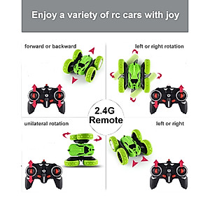 VETIFINAL Remote Control Car, RC Cars 2.4GHz Fast Stunt RC Car, 4WD 360° Rotating RC Trucks with Headlights, Off Road RC Crawler Xmas Toy Cars for Kids Boys Girls Birthday Gift Red
