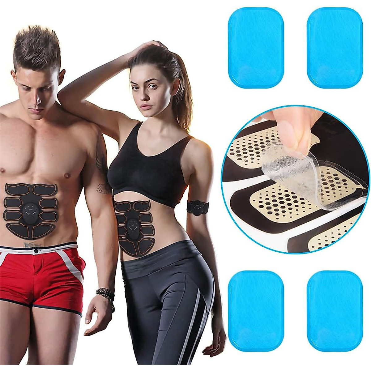 WEISIPU 50Pcs Abs Trainer Gel Pads for Abs Stimulator Trainer Replacement Gel Sheet for EMS AB Stimulator Gel Pads