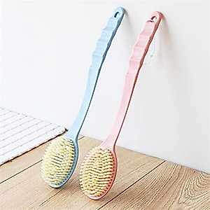 INGVY Dry Brushing Body Brush Bath Brush Back Body Bath Shower Sponge Scrubber Brushes with Handle Exfoliating Scrub Skin Massager Exfoliation Bathroom Brush (Color : Pink)