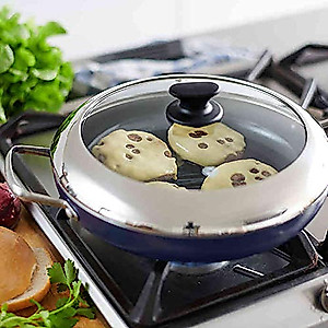 Blue Diamond Grill Genie Pan - Ceramic Nonstick 11-Inch Covered in Blue