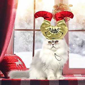 Funny Christmas Pet Hat,Festive Xmas Holiday Accessory for Small Dogs/Cats, Crazy Decoration for Party Holiday,Green 1Pcs