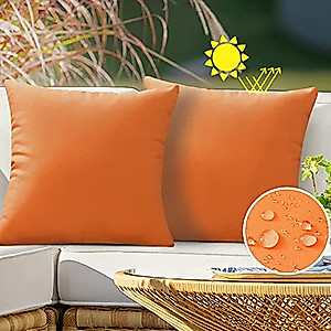 VAKADO Fall Outdoor Waterproof Throw Pillow Covers 18x18 Set of 2 Decorative Pumpkin Patio Furniture Sunbrella Cushion Cases Outside Decor for Couch Garden Bench Porch