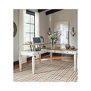 Signature Design by Ashley Realyn French Country 60" Home Office Lift Top Desk with USB Charging, Chipped White