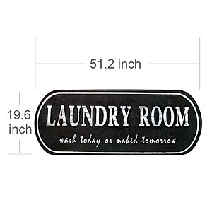 USTIDE Black and White Laundry Mats, Non Skid Washable Laundry Room Rug Runner, Thick Comfort Laundry Mat for Laundry Room, 19.7X51.2Inch - Vintage