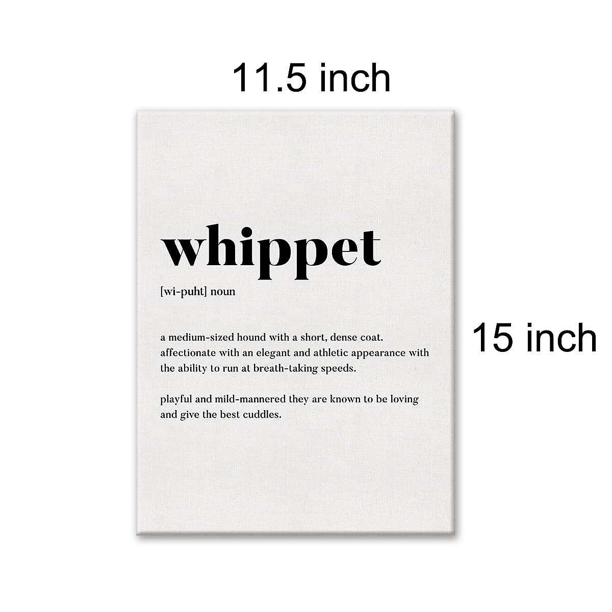 Whippet Definition a Medium-Sized Hound Canvas Wall Art Poster Print Gift, Whippet Definition Painting Ready to Hang Home Decor (11.5" x 15")