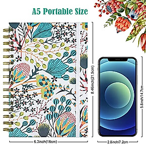 Spiral Notebook, 4 Pack A5 Lined Journal for Women, Hardcover Spiral Journal with 2 Pockets, College Ruled Notebooks, Cute Notebook for Office, School Supplies, Gifts (160 Pages, 6.3" x 8.46")