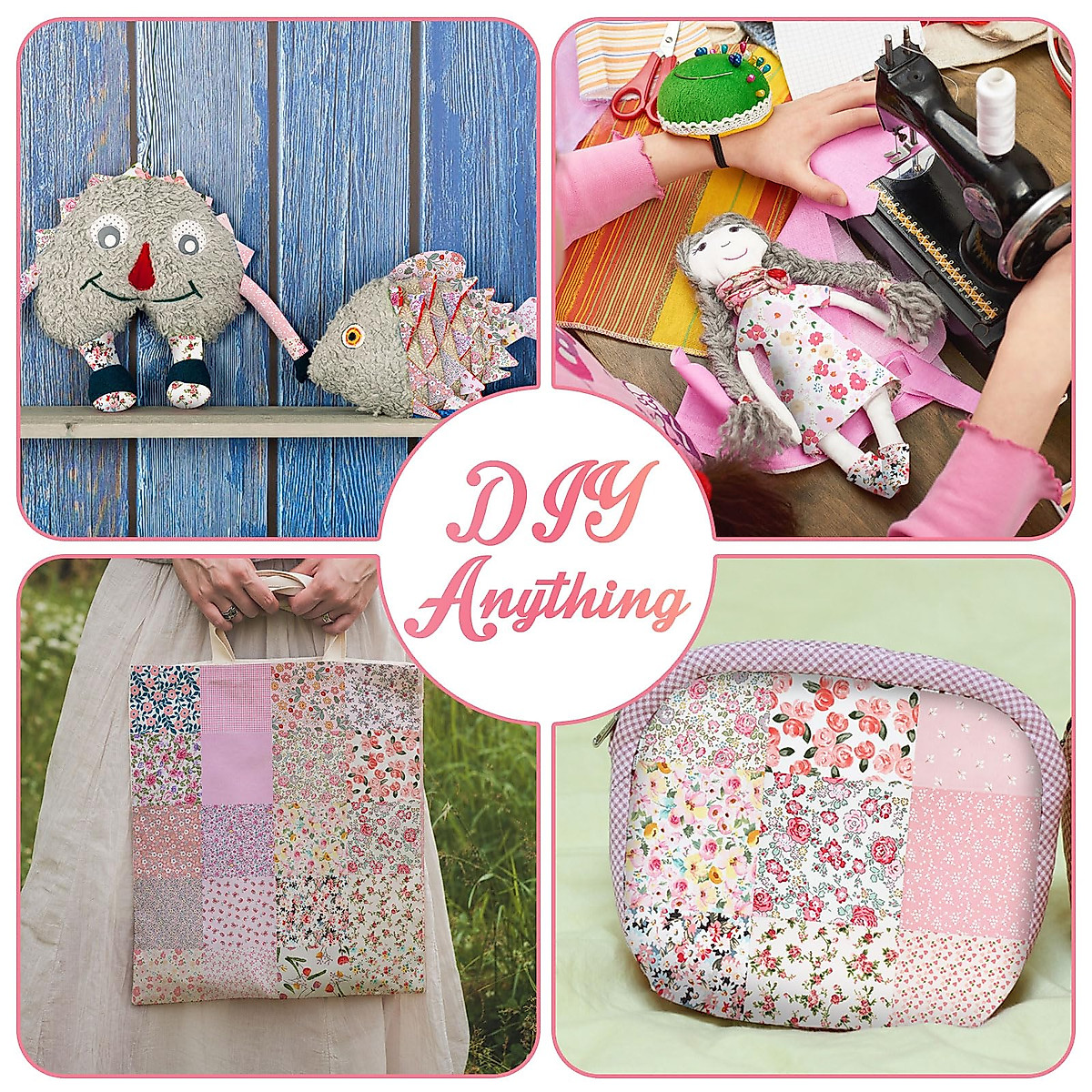 Tatuo 30 Pcs 10" Pink Theme Quilting Cotton Fabric Squares Floral Precut Fabric Square Sheets for Sewing Scrapbooking DIY Craft Patchwork