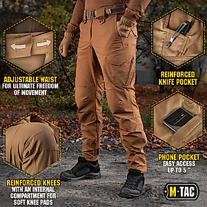 Aggressor Flex - Tactical Pants - Men Black Cotton with Cargo Pockets (Coyote Brown, W34 / L36)