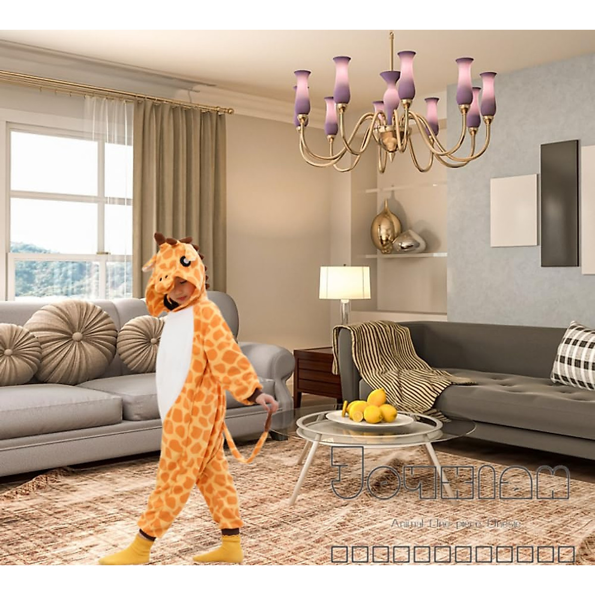 Joyxiam Kids Onesie Animal One Piece Pajamas Halloween Christmas Cosplay Costume Cartoon Pjs (4T)