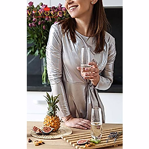 Vivocci Unbreakable Heavy Duty Reusable Plastic Stemless Champagne Flutes 8.5oz Ideal for Cocktails & Sparkling Wine Perfect for Wedding Parties | Tritan Glassware | Dishwasher Safe Glasses | Set of 6