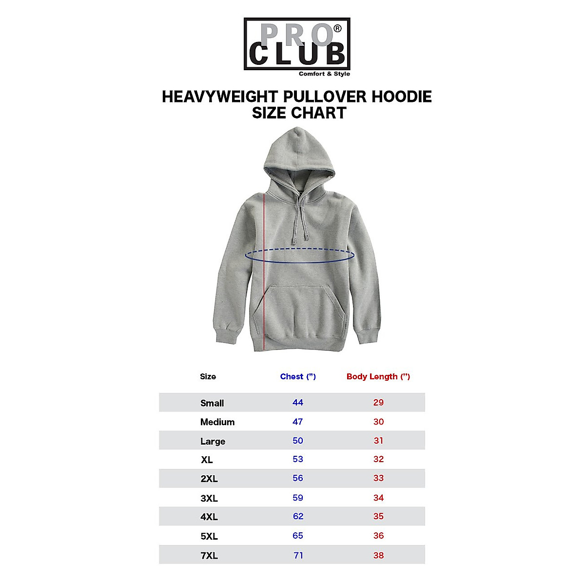Pro Club Men's Heavyweight Pullover Hoodie (13oz), Charcoal, Medium