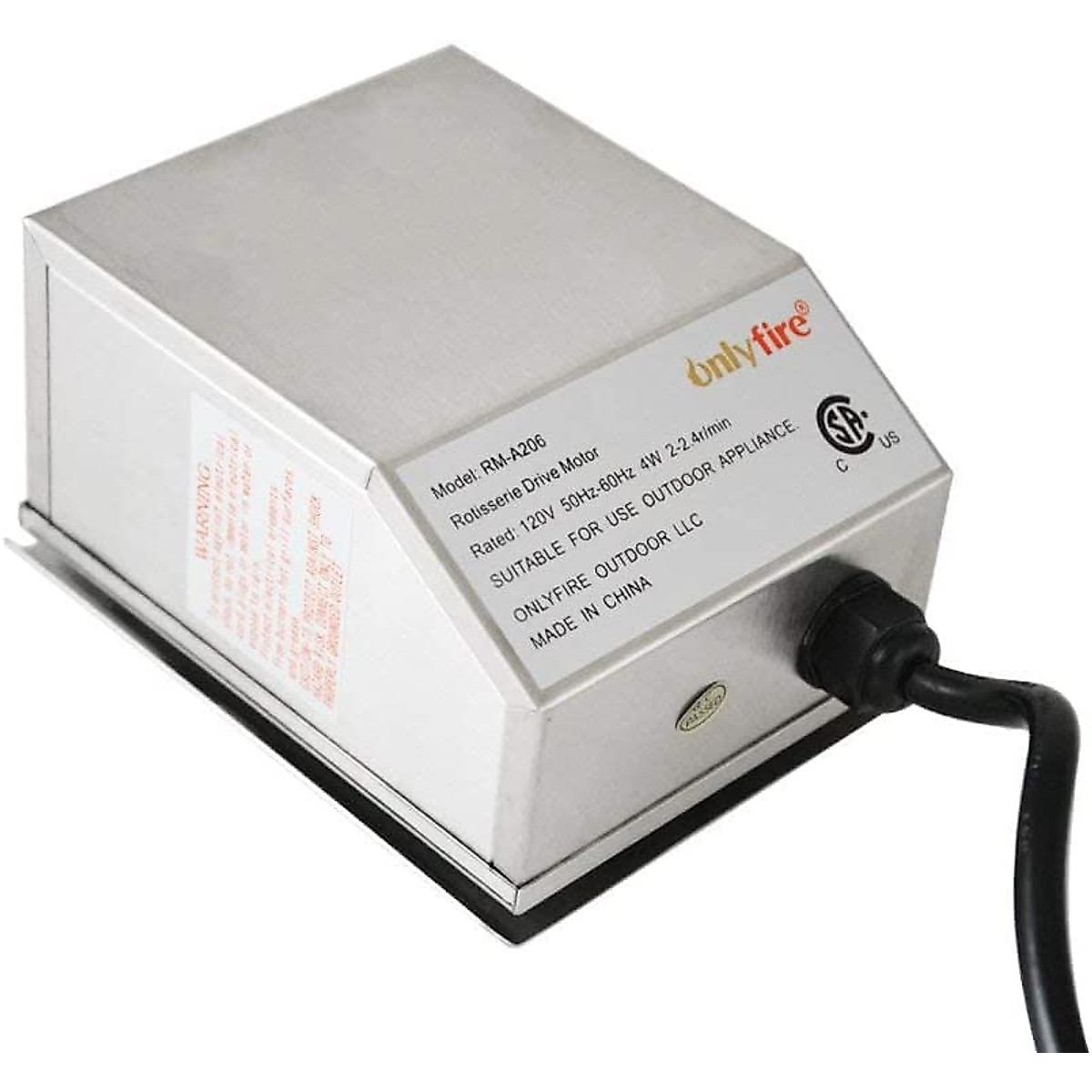 onlyfire Universal Grill Electric Replacement Stainless Steel Rotisserie Motor 110 Volt On/Off Switch- 50 lb. Load,