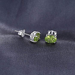 JewelryPalace Natural Garnet Peridot Amethyst Citrine Blue Topaz Birthstone Stud Earrings for Women, 14k Gold Plated 925 Sterling Silver Earrings for Women, Hypoallergenic Earrings for Girls Sets