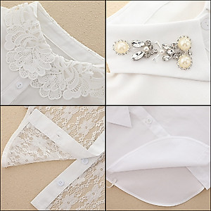 SATINIOR Women Fake Detachable Dickey Collar Diamond Pearl Lace Fake Half Shirt Collar (White)
