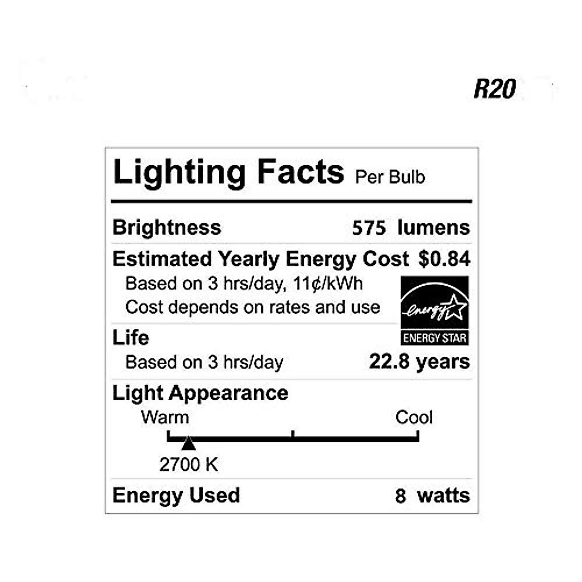 (3-pack) EcoSmart BR20 Soft White LED, Dimmable, 575-Lumen, 2700K, 8-Watt (50-Watt Equivalent) Light Bulb, E26 Medium Base