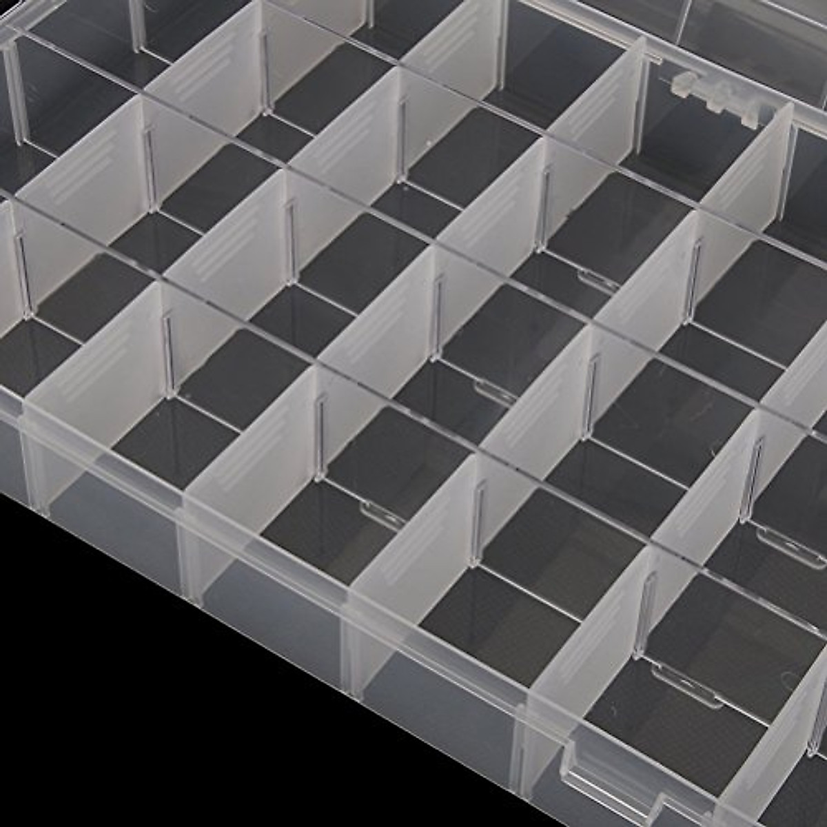 FENICAL Clearn Plastic Jewelry Organizer Box 28-Grid Storage Container Case with Removable Dividers