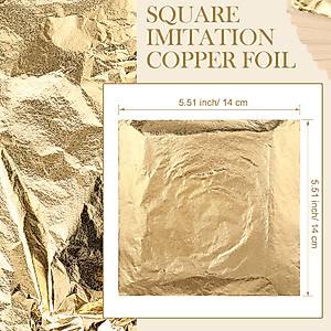 Bememo 100 Sheets Imitation Gold Leaf for Arts, Gilding Crafting, Decoration, 5.5 by 5.5 Inches