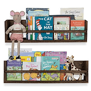 brightmaison Polynez 30" Floating Shelves for Wall Decor & Nursery Book Shelves, Kids Bookshelf for Wall Multiuse, Floating Book Shelves for Kids Room, Wall Shelf Set of 2 Brown Wood