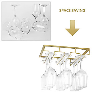BekoFeeno Wine Glass Rack, Under Cabinet Stemware Rack Wine Glass Holder Wine Glass Storage Hanger Metal Rack Storage Organizer for Kitchen Cabinet Bar