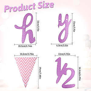 Happy 1/2 Birthday Banner Glitter Half Birthday 6 Months Happy Birthday Banner Happy Birthday Bunting Banner Birthday Party Decorations for Half Year Baby Shower, Pink