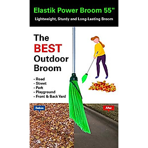 JaniLink Elastik Power Green Broom 55&quot; - Heavy Duty All Purpose Broom