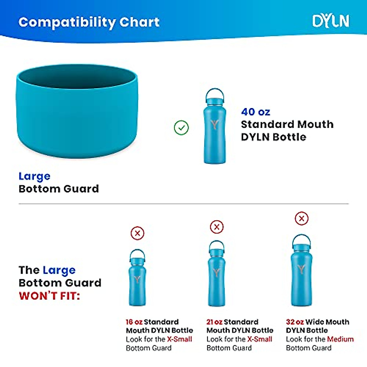 DYLN Protective Silicone Large Bottom Guard for 40 oz DYLN Wide Mouth Alkaline Water Bottles | Anti-Slip & Flexible Boot | Doubles as a Pet Dog Bowl | Black