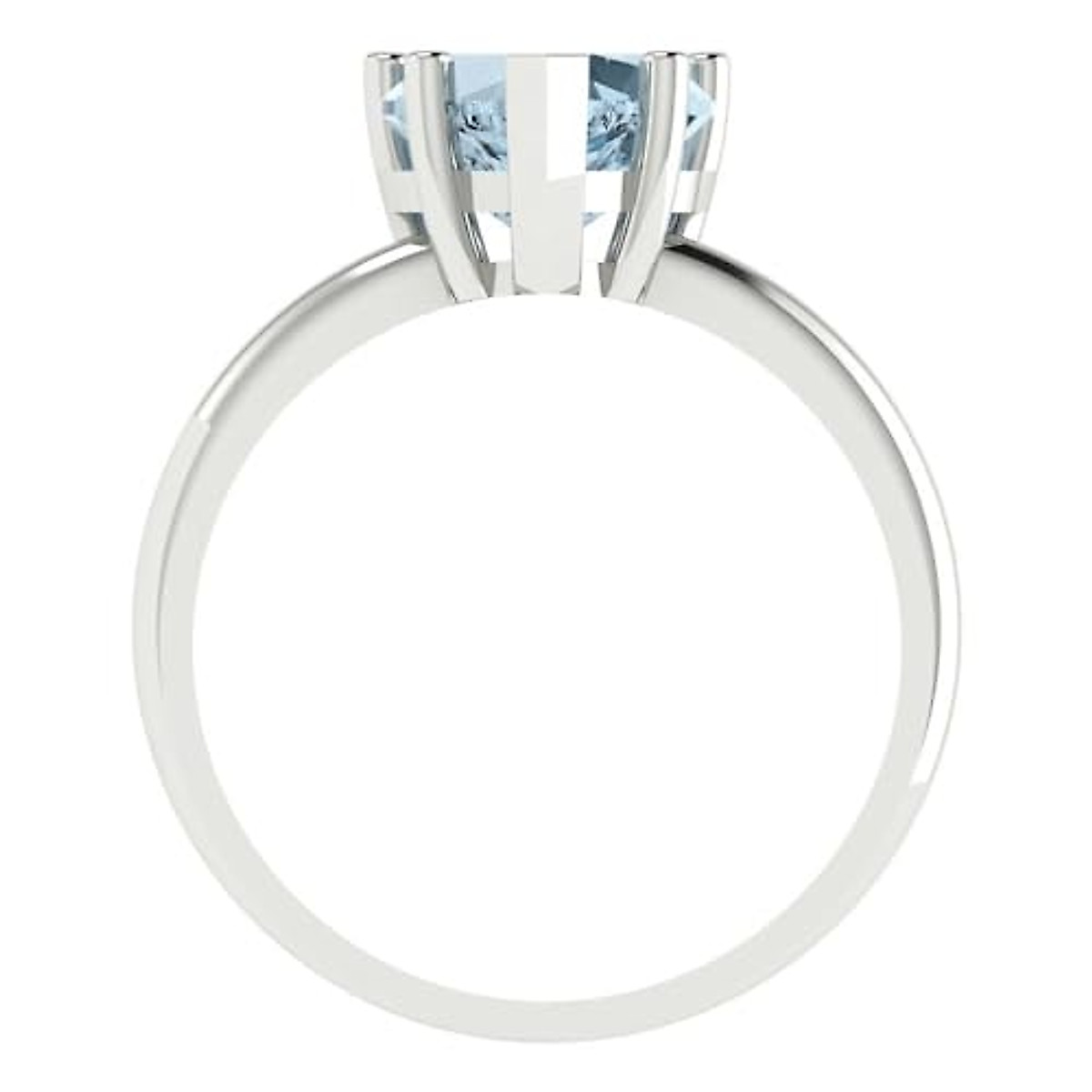 Clara Pucci 2.0 ct Heart Cut Solitaire Natural Aquamarine 5-Prong Engagement Bridal Promise Anniversary Ring 18K White Gold Size 3.75