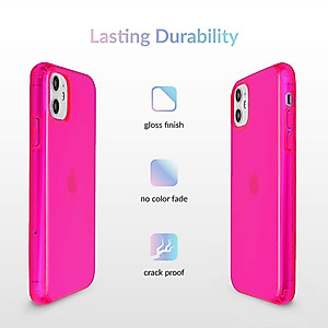 Velvet Caviar Compatible with iPhone 11 Case Neon Pink - Cute Clear Protective Phone Cover for Women, Girls (Hot Pink)