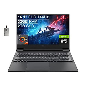 HP 2022 Victus 15.6" FHD Gaming Laptop, AMD Ryzen 7-5800H (Beats i7-10870H), 32GB RAM, 2TB PCIe SSD, NVIDIA GeForce RTX 3050 Ti, Backlit Keyboard, Win 11, Mica Silver, 32GB SnowBell USB Card