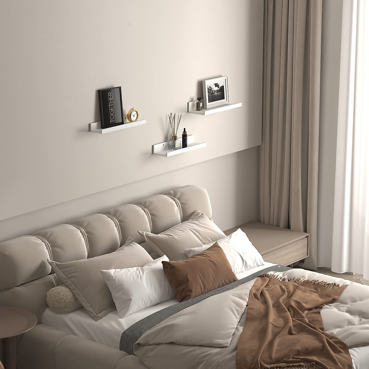 Giftgarden 16 Inch White Floating Shelves for Wall Mount, Modern Wood Wall Shelf Ledge for Bathroom Bedroom Living Room Kitchen Nursery Storage, Set of 3 Different Sizes