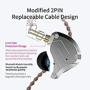 KZ ZS10 Pro Wired Earbuds in Ear Monitor Headphone KZ Earphone 4BA+1DD 5 Drivers Metal Earphones with Stainless Steel Faceplate, 2 Pin Detachable Cable (ZS10pro Matte Black, Without Mic)