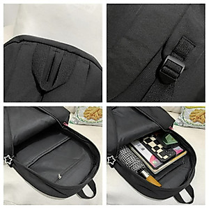 MININAI Preppy Backpack Cute Stars Pattern Korean Style Backpack Aesthetic College Backpack for Work Travel (One Size,White)