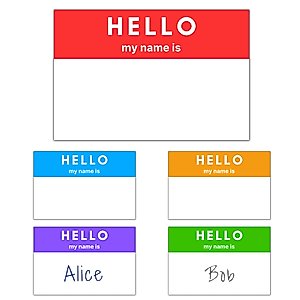 250 Pack - Hello My Name is Stickers, Name Tags Stickers Labels - 3" x 2", 5 Colors