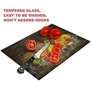 BFJLCWEKF Tempered Glass Cutting Board Fruits on black background with water splash Tableware Kitchen Decorative Cutting Board with Non-slip Legs, Serving Board, Large Size, 15 inches x 11 inches